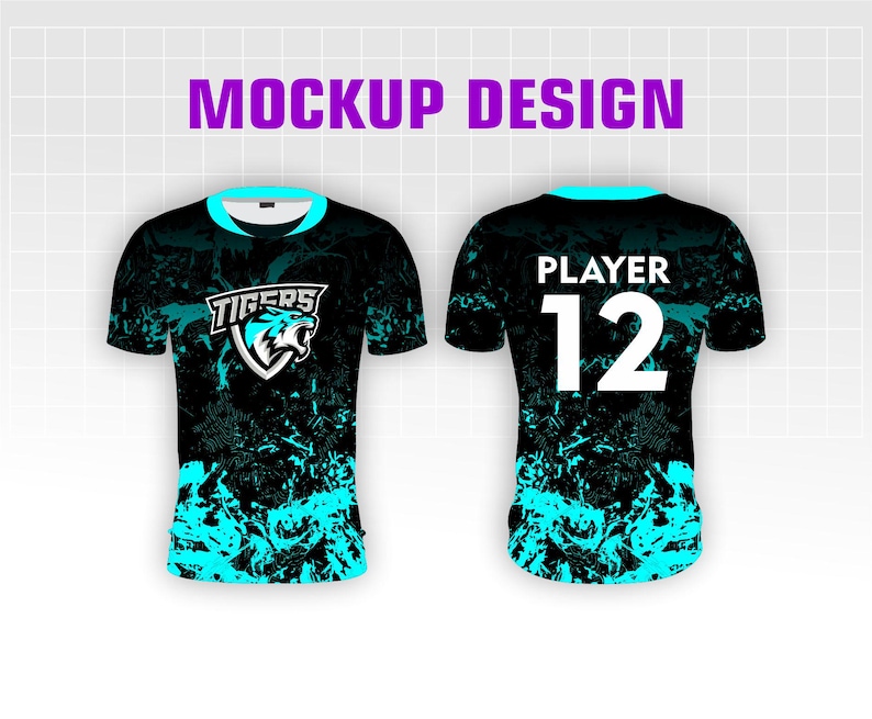 Sublimation Jersey Design Mockup With Sewing Pattern Layouts for Men's ...
