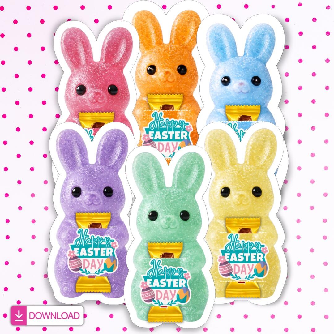 Printable Easter Bunny Treat Holders for Mini Candy Bars • Classroom ...