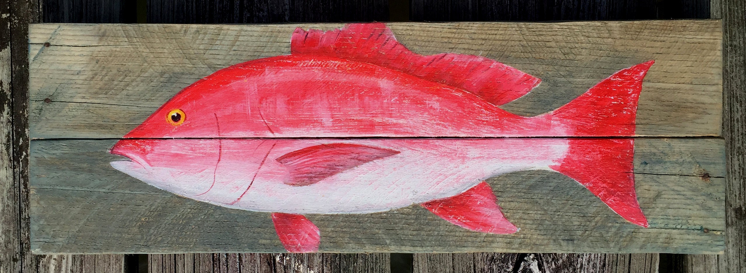 Red Snapper Painting Red Snapper Snapper Fish Wood Art Red | Etsy