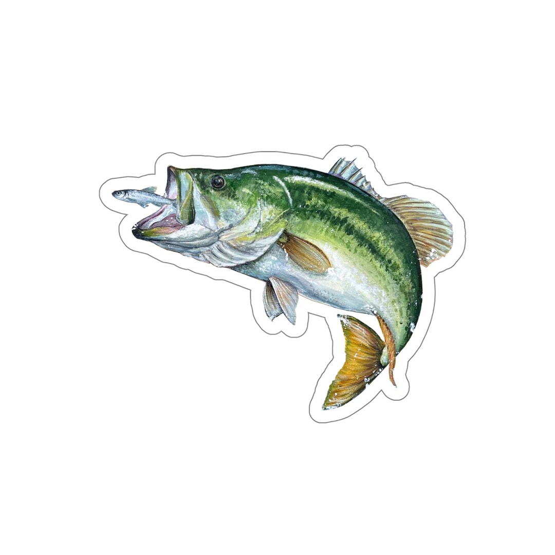 Bass Fishing Sticker, Bass Fisherman Sticker, Bass Sticker, Fishing ...