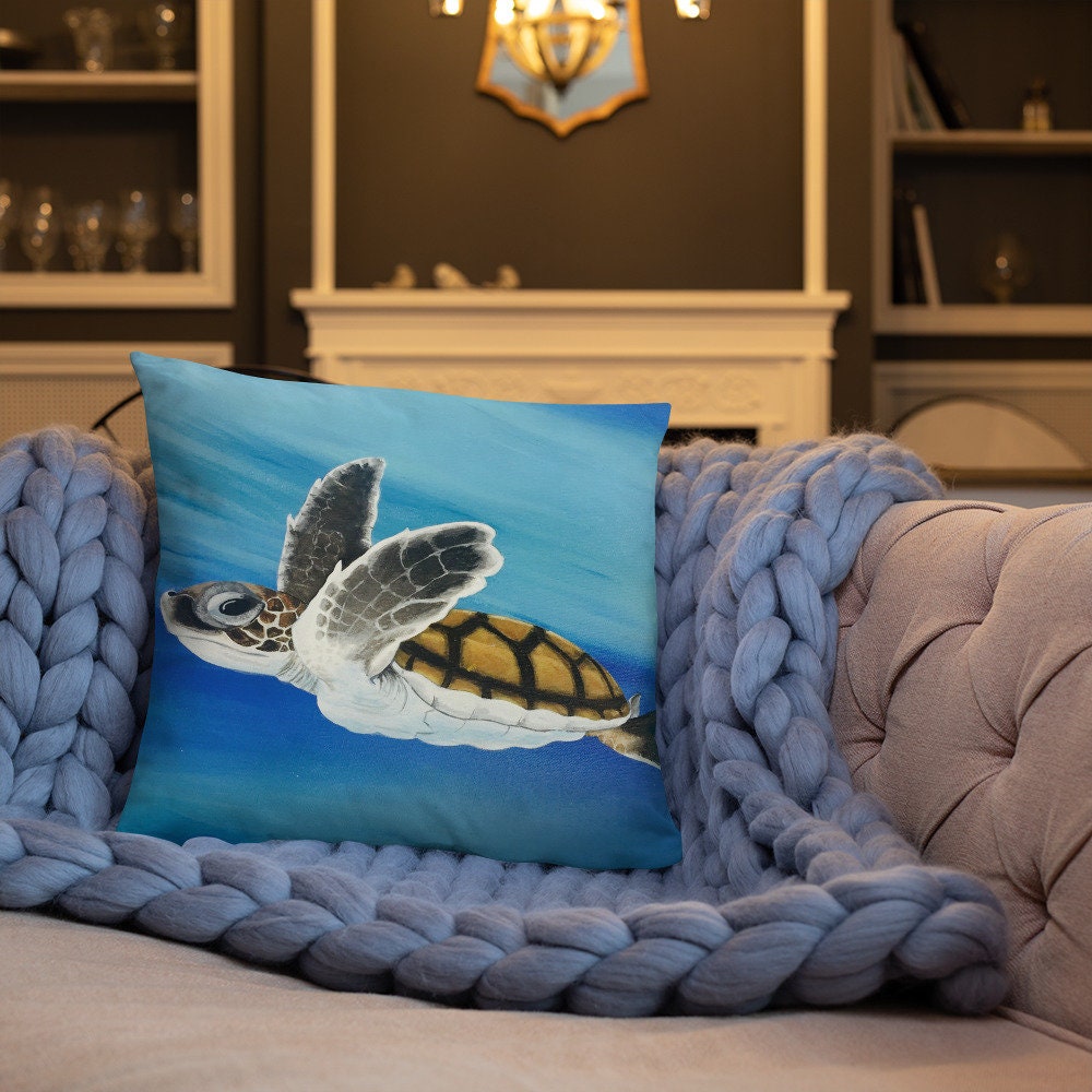 Sea Turtle Pillow Sea Turtle Art Sea Turtles Turtle Art | Etsy