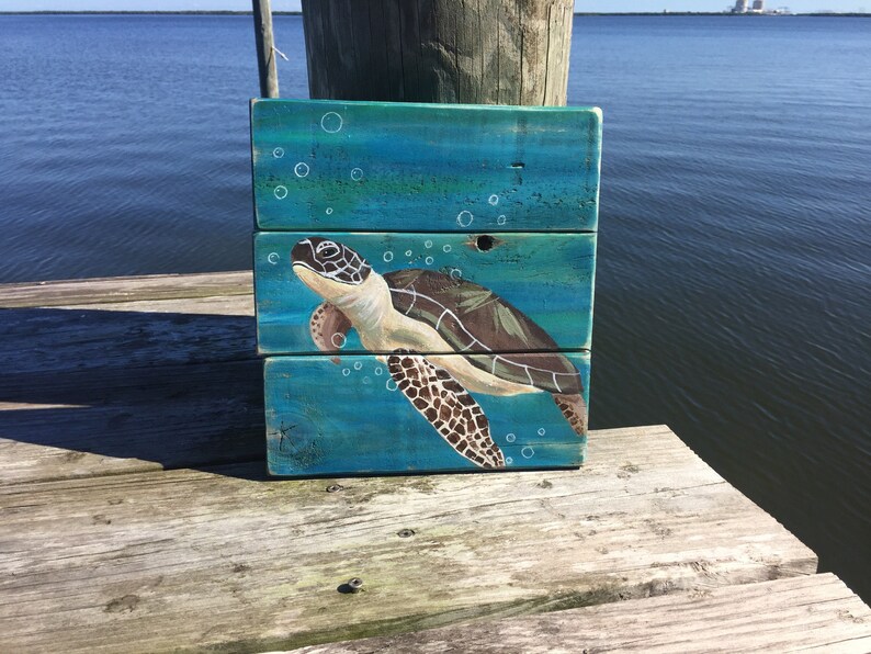 Sea Turtle Painting on Wood Turtle Painting Sea Turtle Art | Etsy