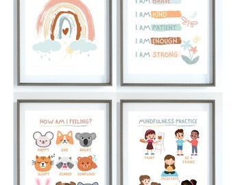 Calming Corner Digital Download, Feelings Chart for Toddlers, Rainbow ...