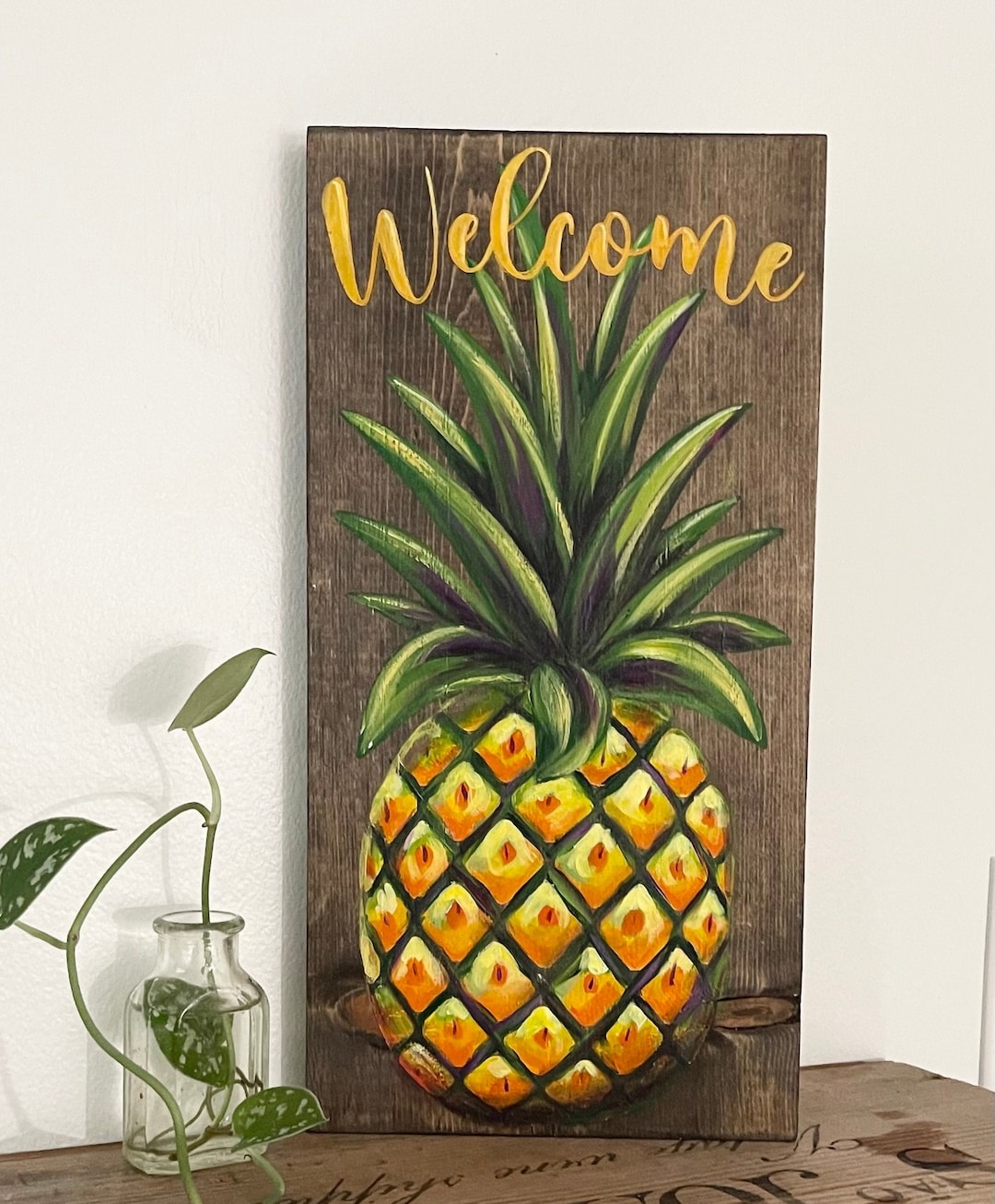 Welcome Pineapple Sign, Pineapple Gift, Pineapple Wall Art, Pineapple ...
