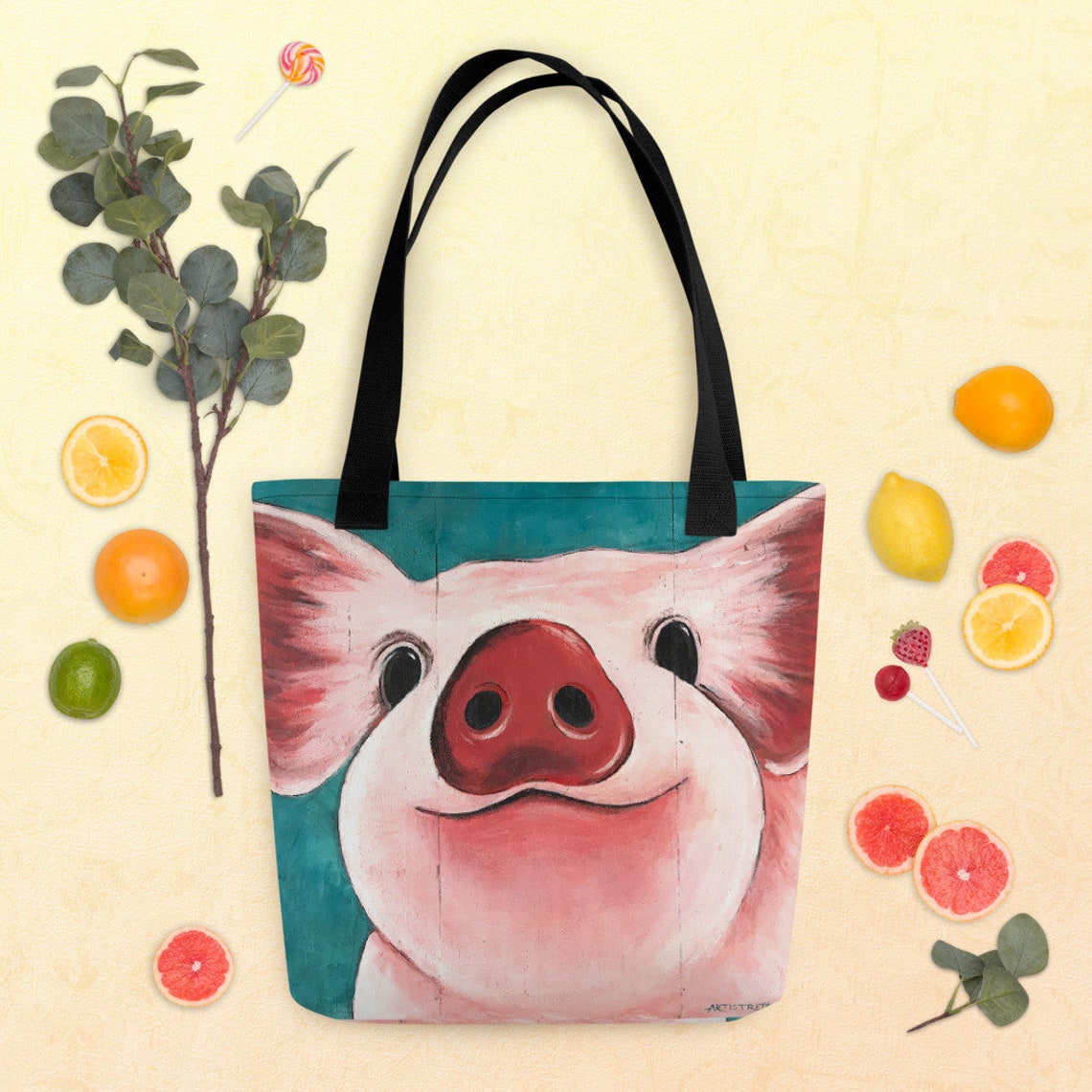Cute Pig Tote Bag Pink Pig Tote Bag Pig Shopping Bag Pig - Etsy
