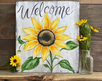 Welcome Sign Triple Sunflower - Etsy
