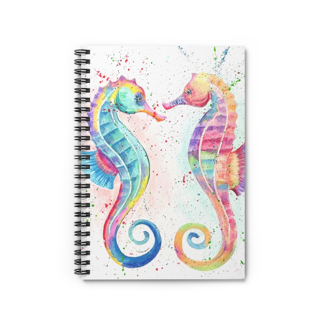 Whimsical Seahorse Notebook, Seahorse Spiral Bound Journal, - Etsy