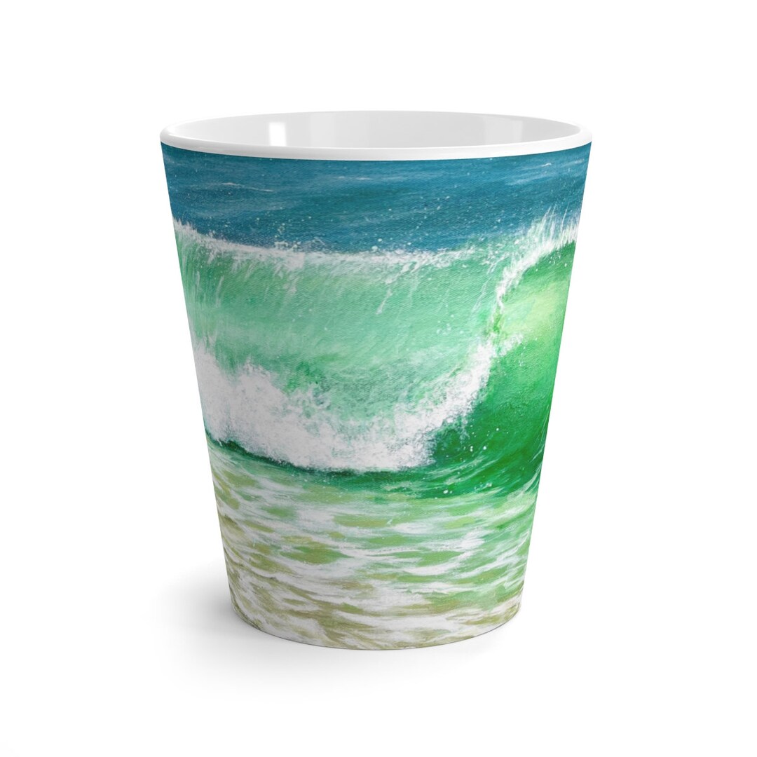 Wave Latte Mug, Ocean Wave Mug, Beach Wave Mug, Beach Coffee Mug, Wave ...