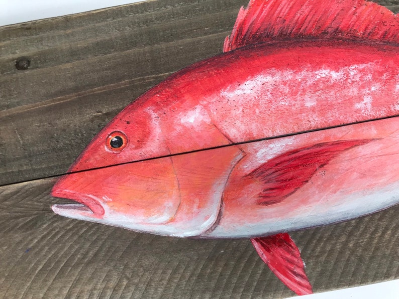 Red Snapper Painting Red Snapper Snapper Fish Wood Art Red | Etsy