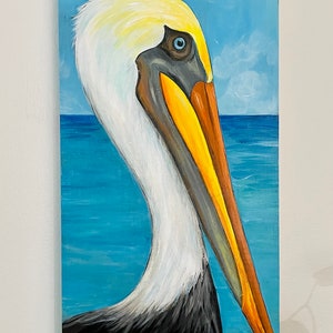Pelican Painting, Pelican, Pelican Art, Pelican, Brown Pelican, Coastal ...