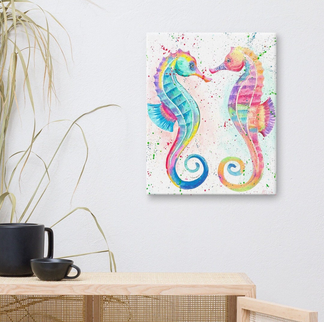 Seahorse Painting, Seahorse Art Prints , Seahorse Canvas Art, Seahorse ...