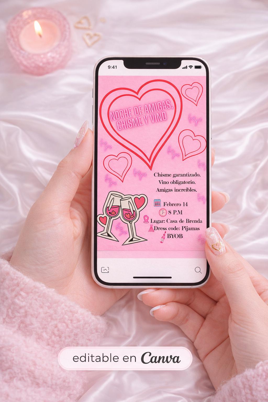 Galentines,san Valentin Editable Template in Spanish, Valentines Day ...
