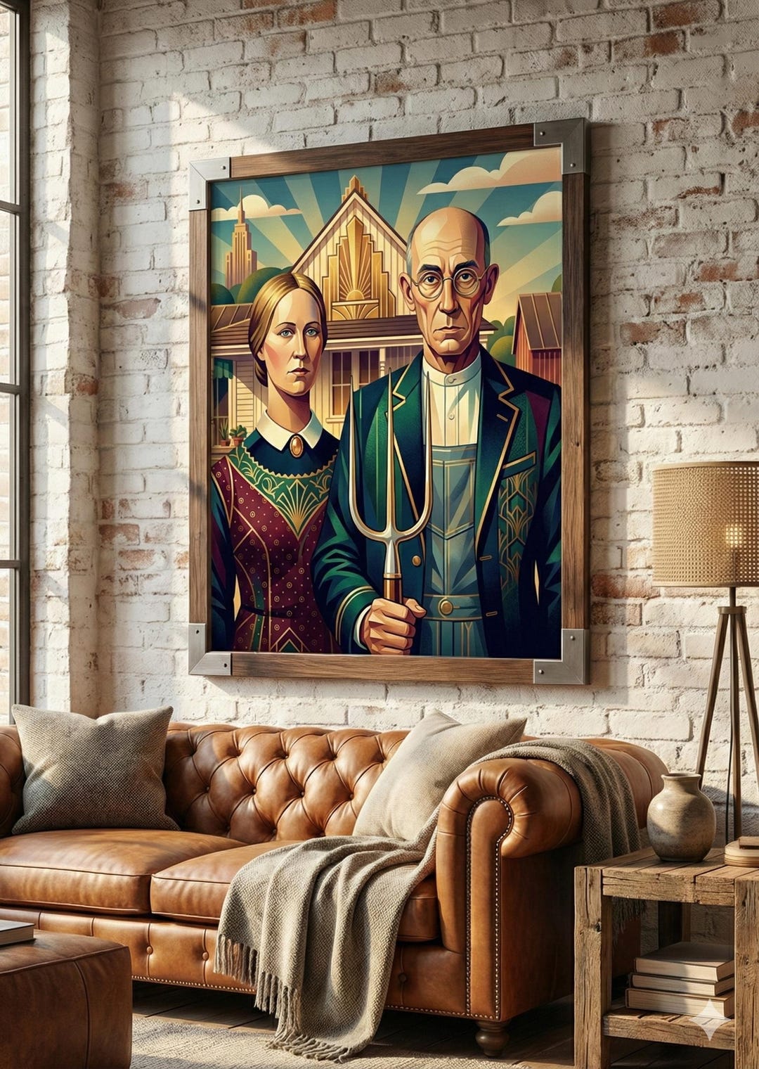 Art Deco American Gothic Print, 1920s Gatsby Style Wall Art, Grant Wood ...