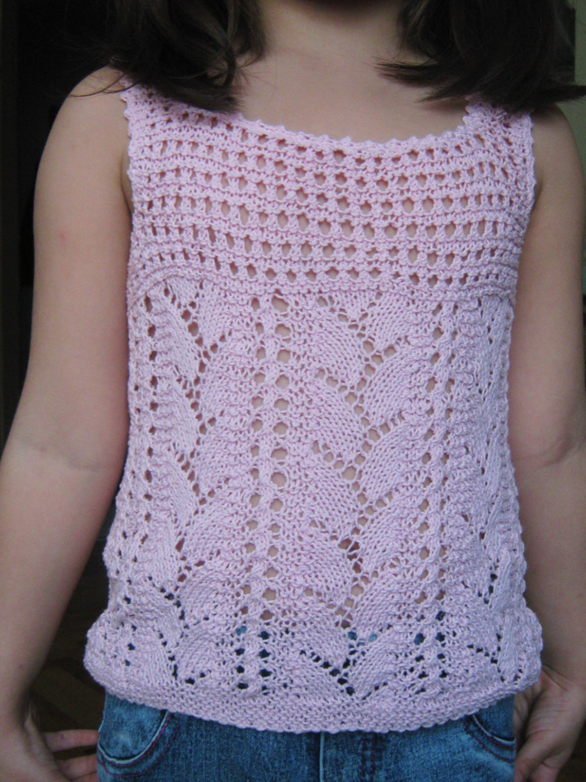 A Pink Butterfly-summer Hand Knitting Top for Girls - Etsy