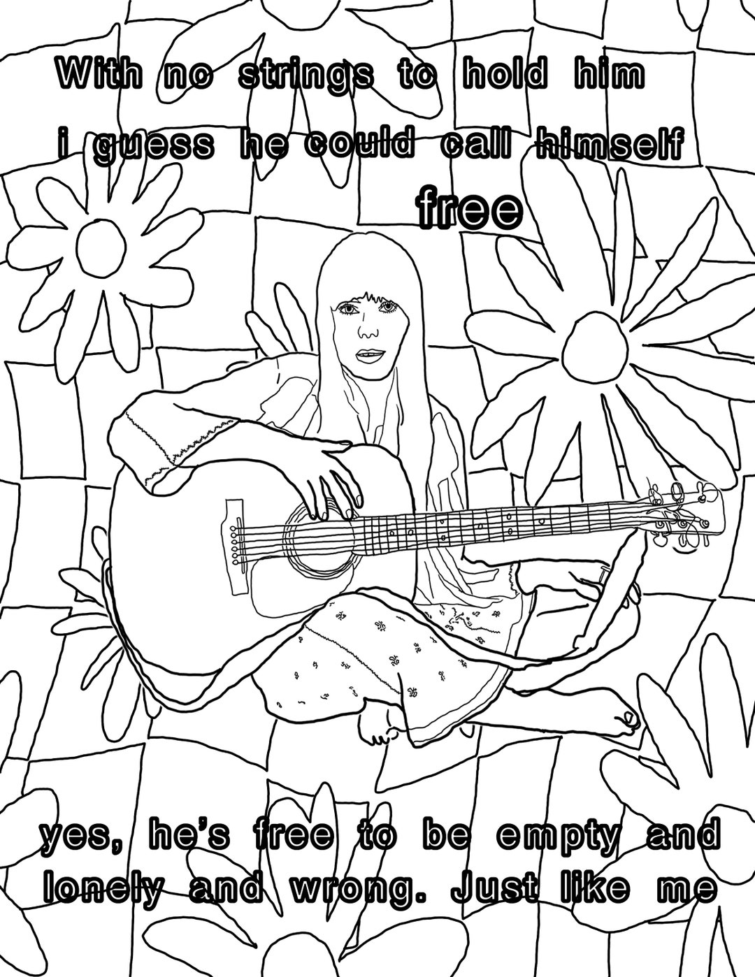 Joni Mitchell- "just Like Me" Coloring Page - Etsy