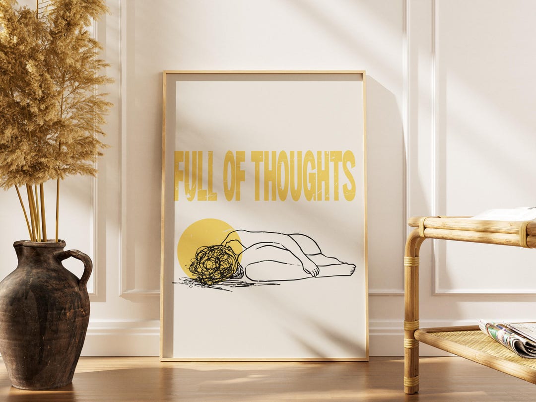 Full of Thoughts Minimal Line Portrait | Overthinking Printable Decor ...