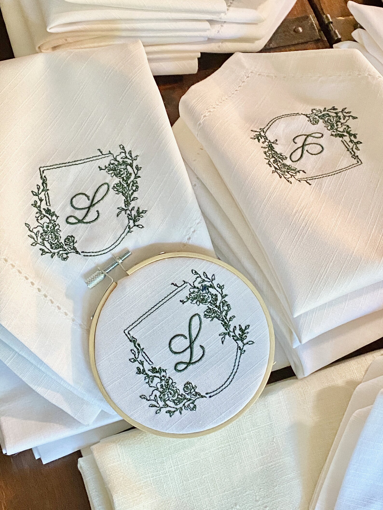 Custom Wedding Monogram Cloth Napkins Digitizing Wedding | Etsy