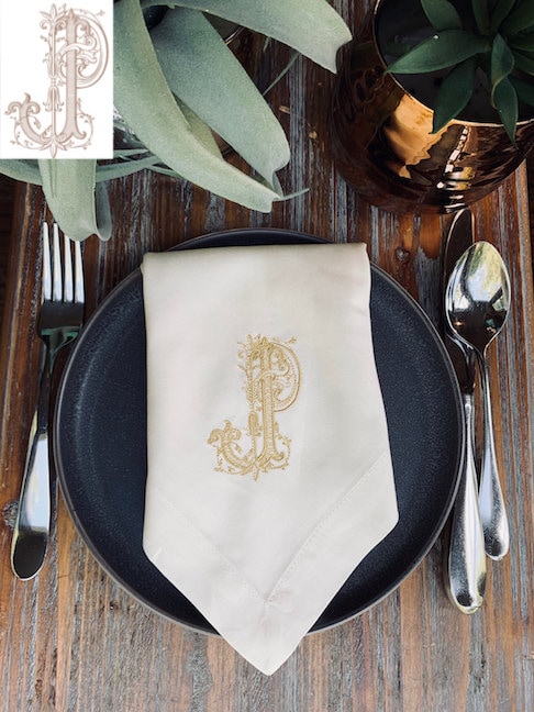 Custom Wedding Monogram Cloth Napkins Digitizing Wedding | Etsy