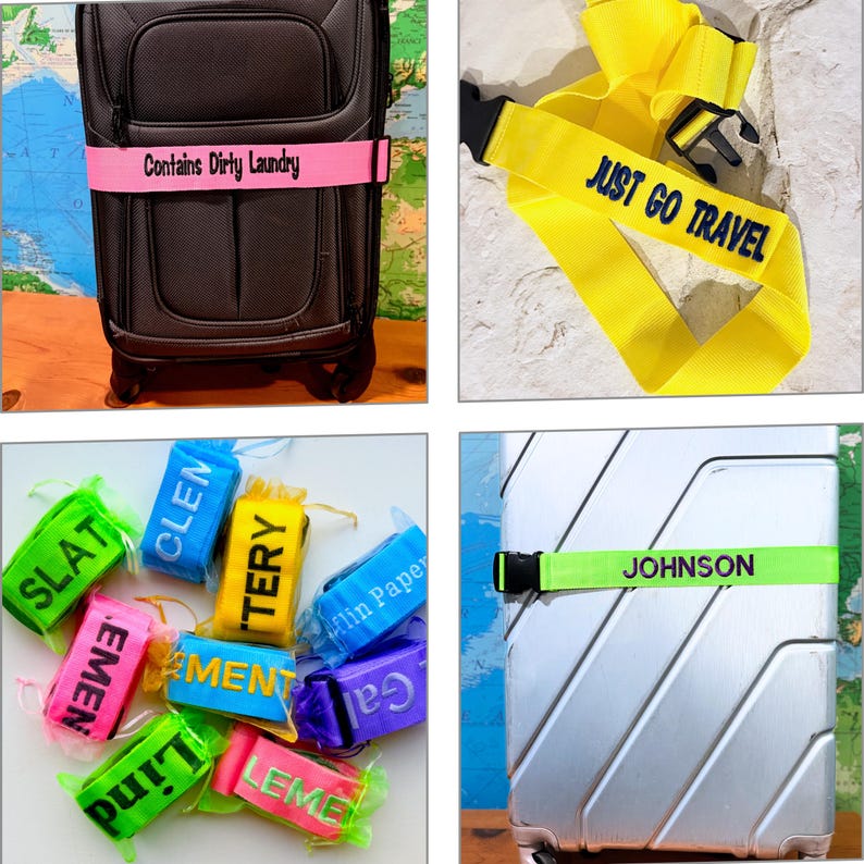 Embroidered Monogram Name Luggage Strap, Personalized Luggage Strap ...