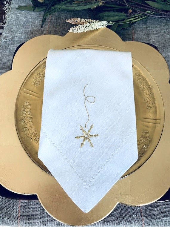 Falling Snowflake Cloth Napkins Snowflake Cotton Napkins - Etsy