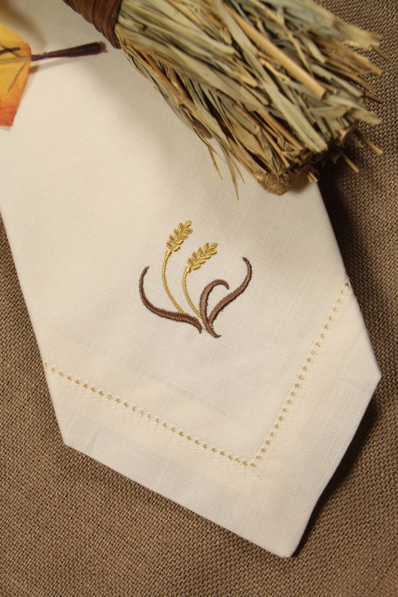 Thanksgiving Wheat Embroidered Cloth Dinner Napkins Set of - Etsy