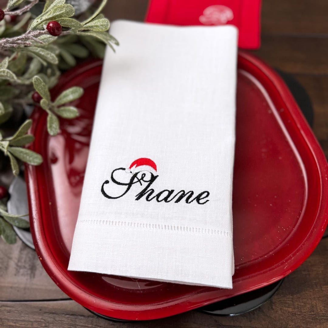 Santa Name Christmas Napkins, Set of 4, Personalized Santa Christmas ...