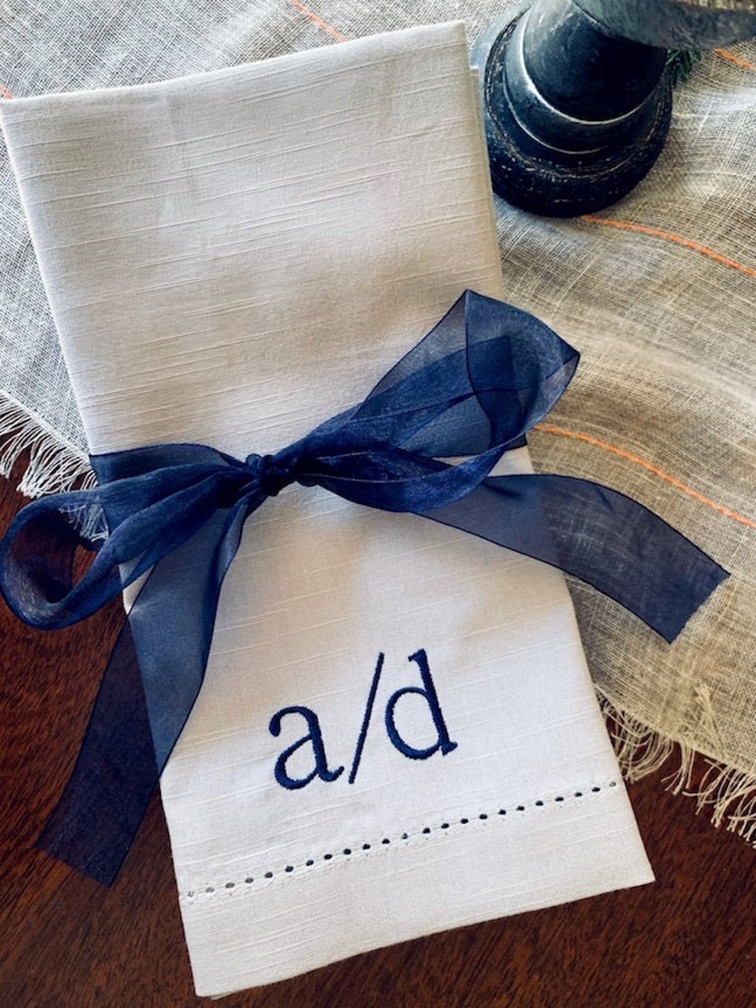 Slash 2 Letter Monogrammed Cloth Napkins, Set of 4, Double Letter ...