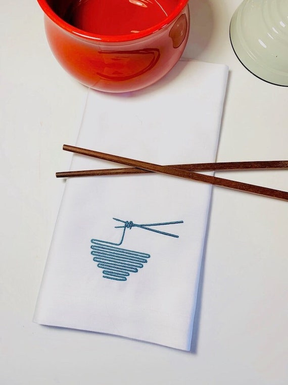 Ramen Noodle Embroidered Cloth Napkins Set of 4 Asian Dinner | Etsy