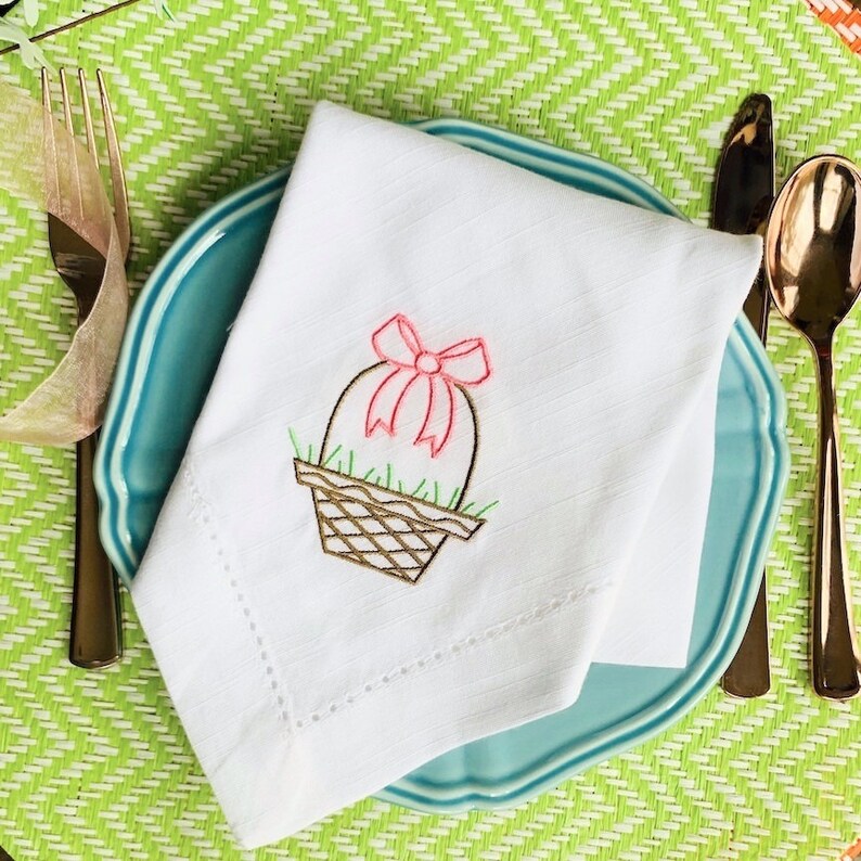 Easter Basket Cloth Napkins /set of 4/ Easter Linens Easter - Etsy