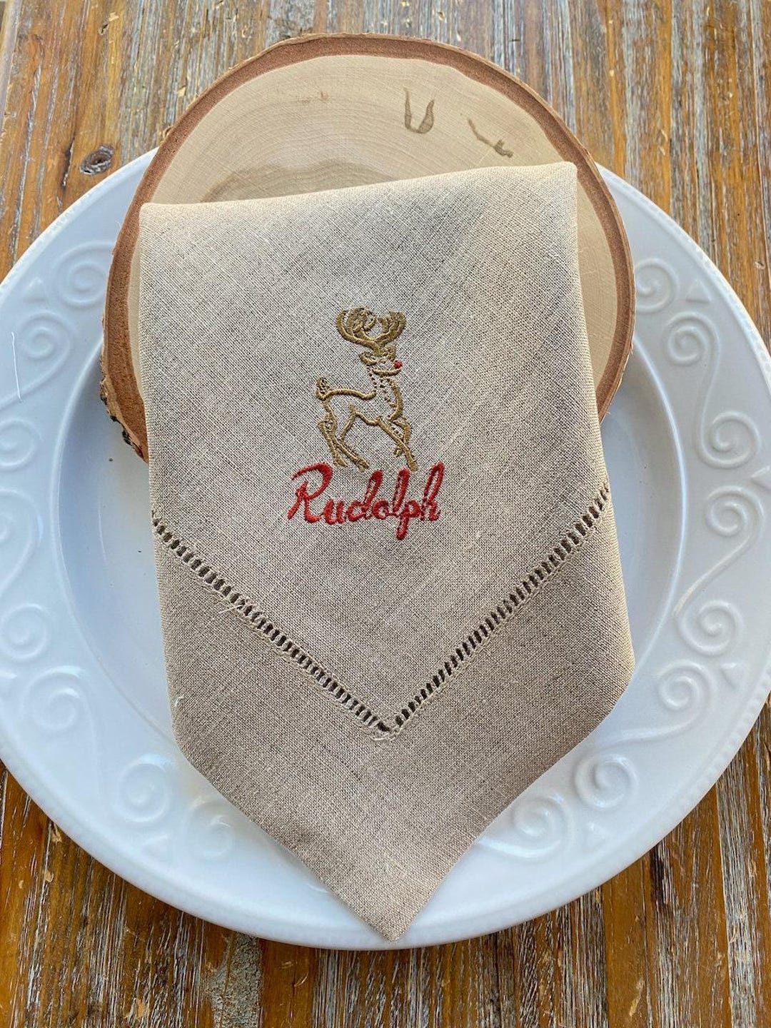 Santa's Reindeer Cloth Napkins, Reindeer Christmas Napkins, Set of 10 ...