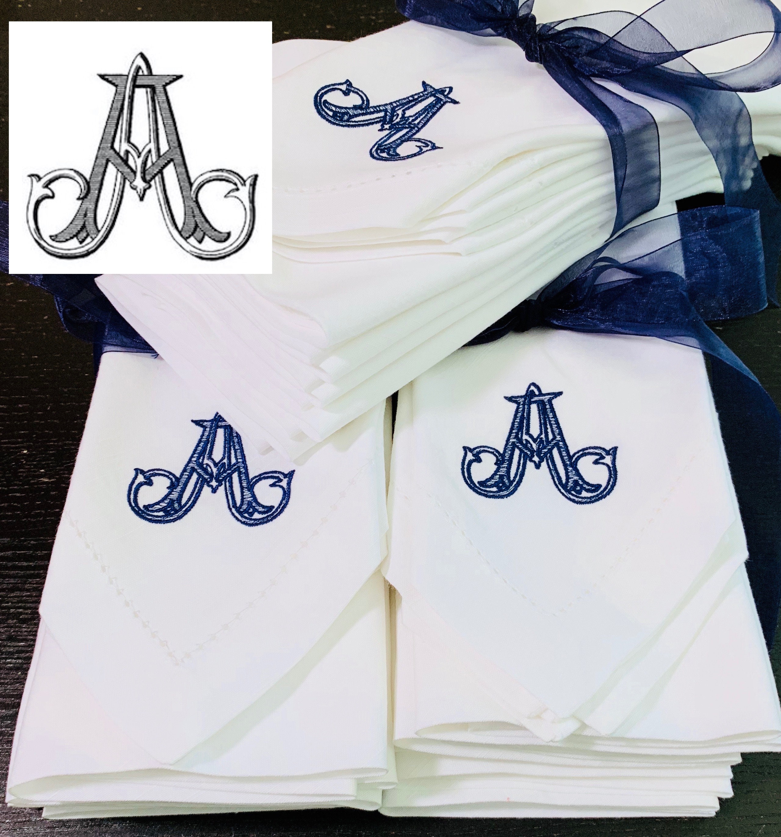 Custom Wedding Monogram Cloth Napkins Digitizing Wedding | Etsy