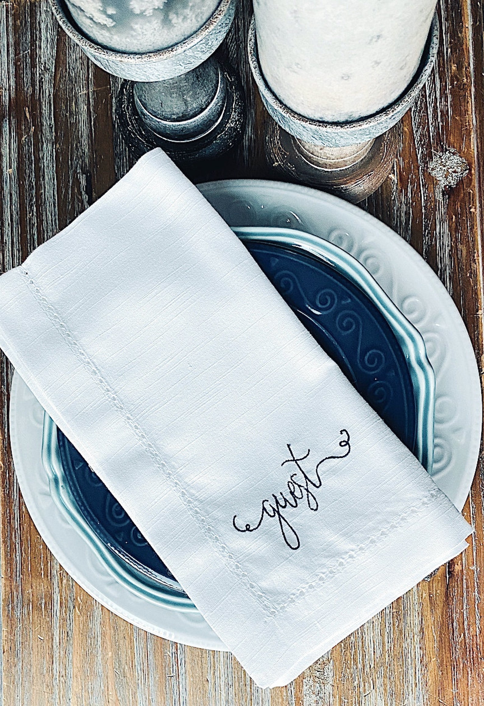 Wedding Party Name Napkins Set of 4 place cards Wedding | Etsy