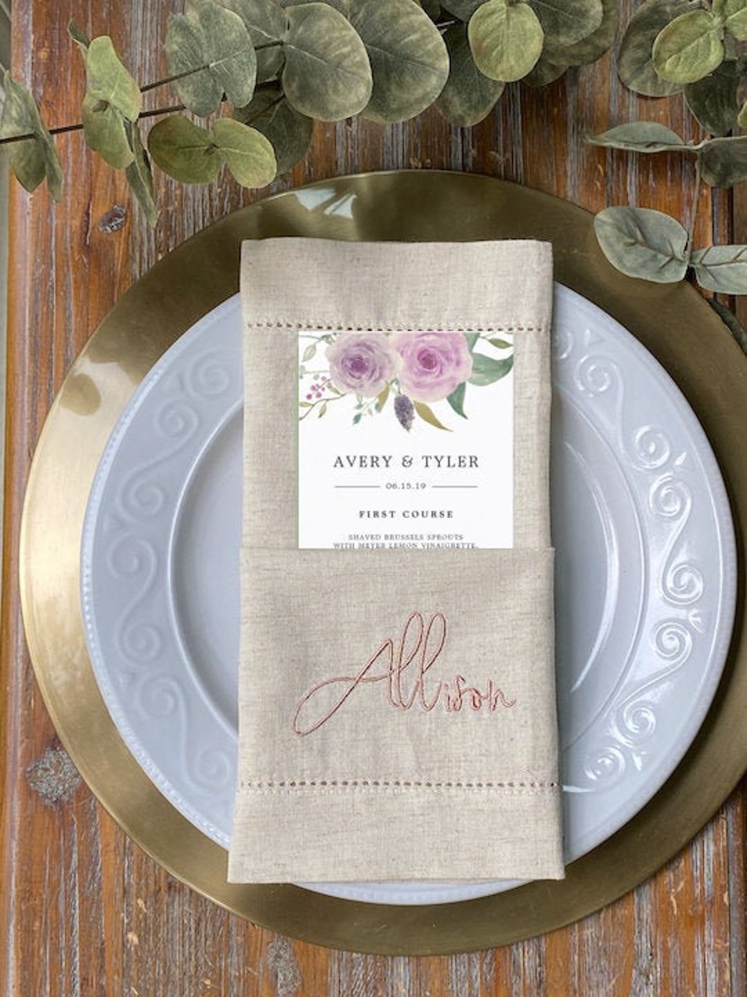 Wedding Party Name Napkins, Set of 4 Millie Font, Place Cards, Wedding ...