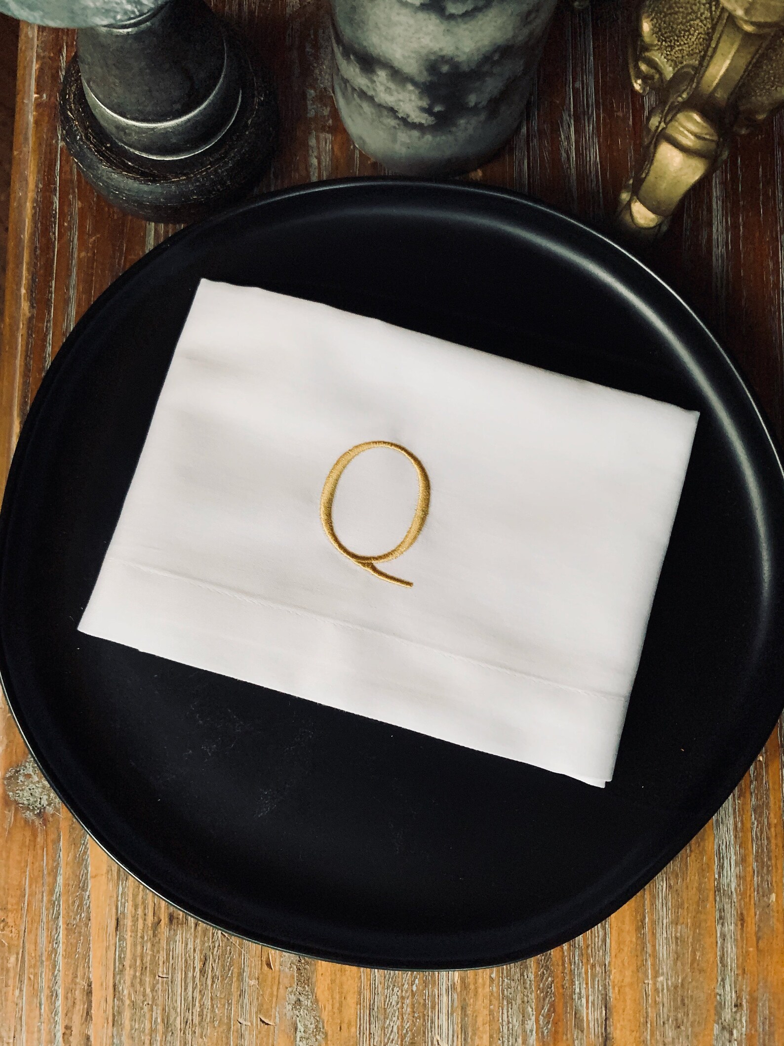 Simple and Modern Monogrammed Napkins /set of 4/ Cotton - Etsy
