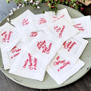 Set of Funny 12 Days of Christmas Cloth Cocktail Napkins, Funny ...
