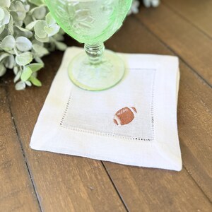 Football Linen Cocktail Napkins, Set of 4, Football Cloth Napkins - Etsy