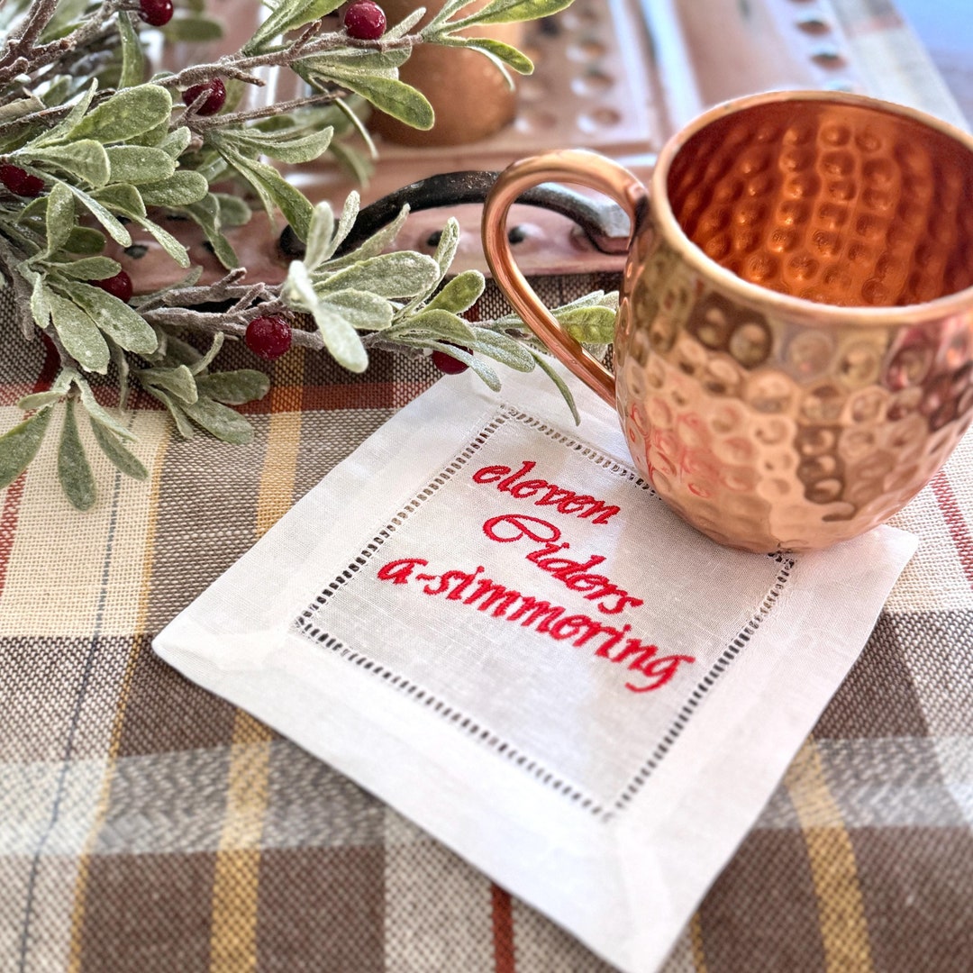 Set of Funny 12 Days of Christmas Cloth Cocktail Napkins, Funny ...