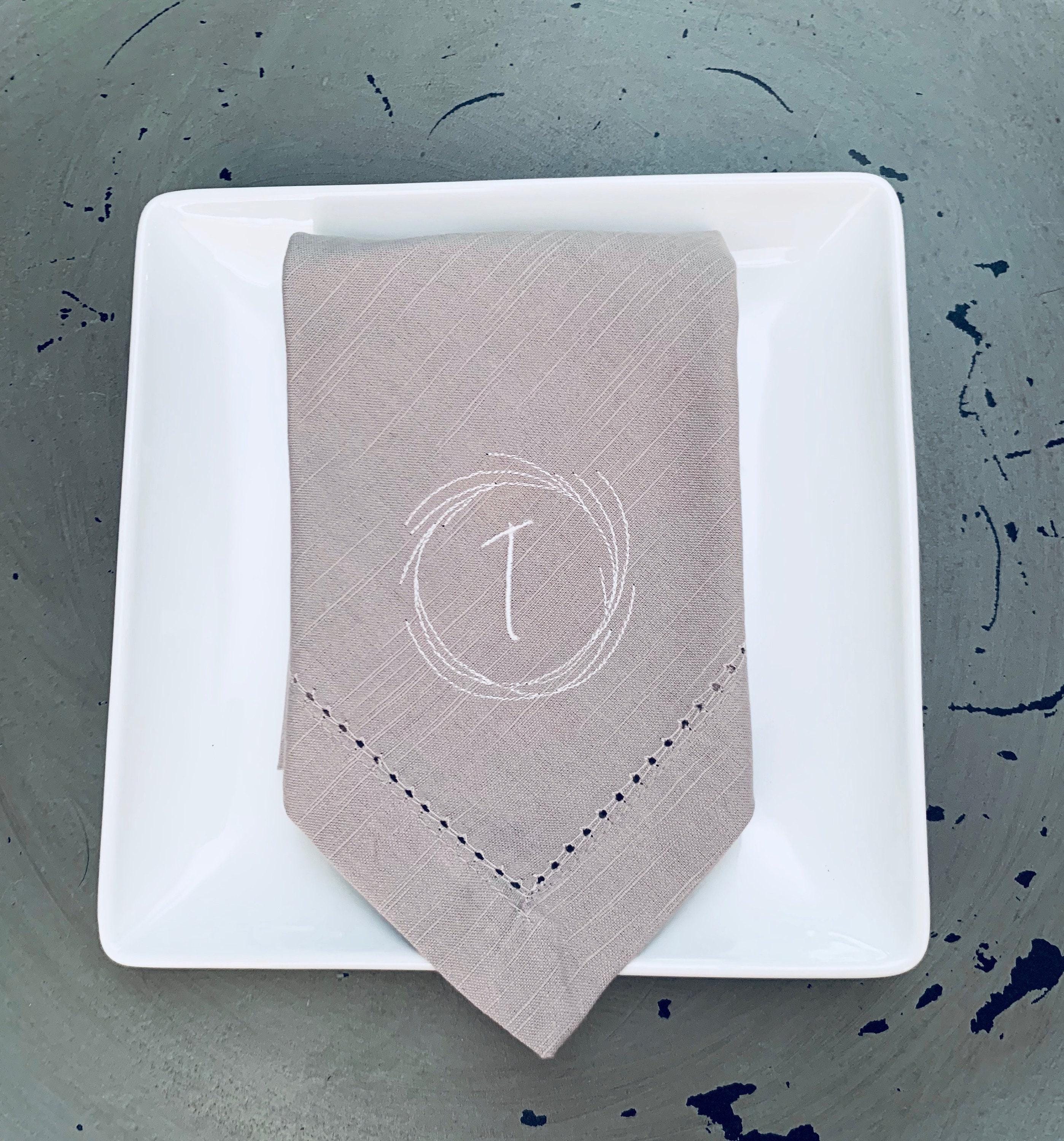Branch Border Monogrammed Cloth Napkins, Set of 4, Monogrammed Napkins ...