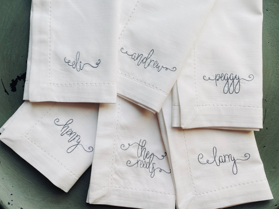 Wedding Party Name Napkins Set of 4 place cards Wedding | Etsy