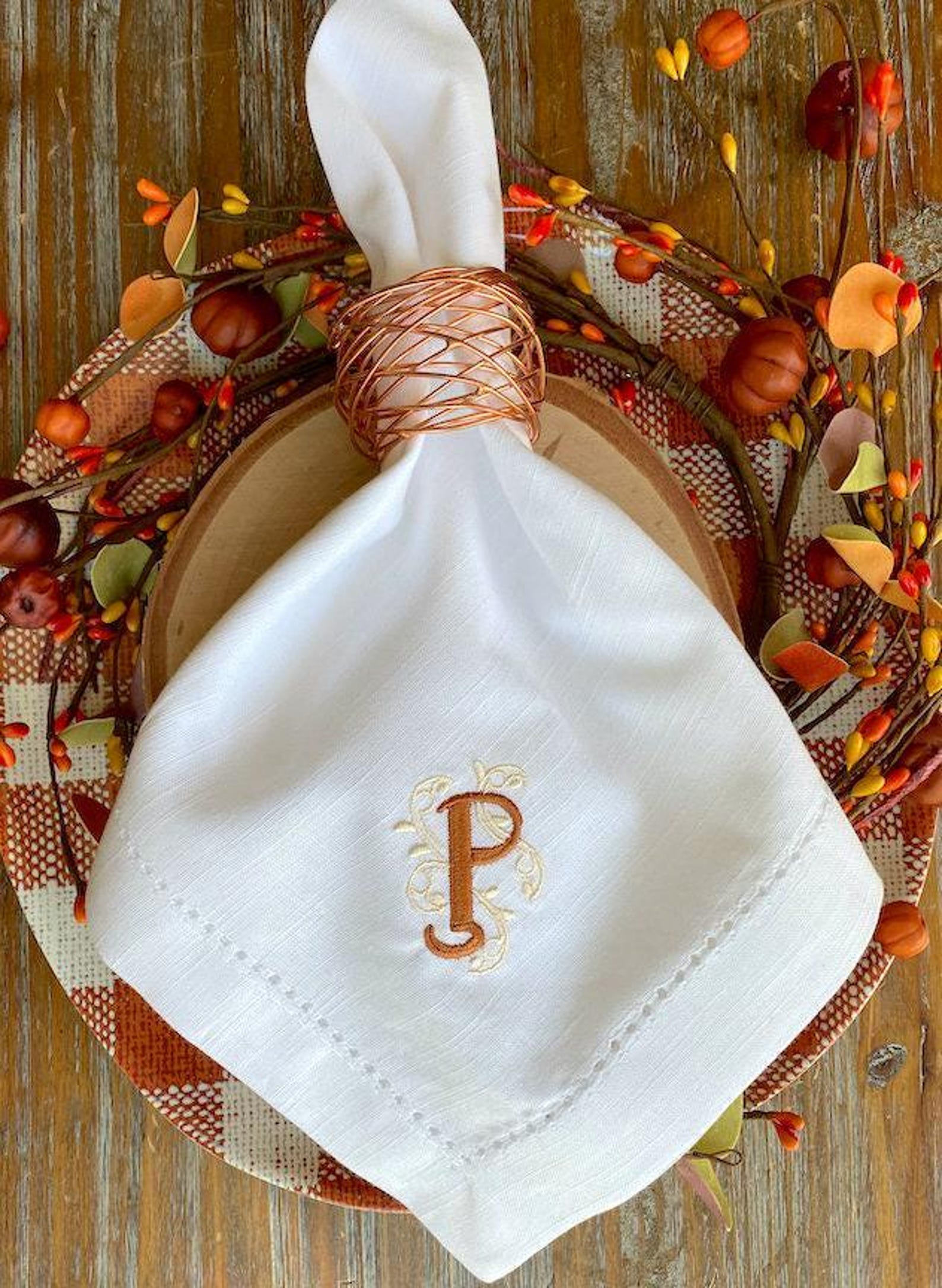 Monogrammed Embroidered Ornate Cloth Dinner Napkins, Set of 4 ...