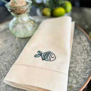 Fish Cloth Napkins, Set of 4, Fish Napkins, Summer Napkins, Beach Cloth ...