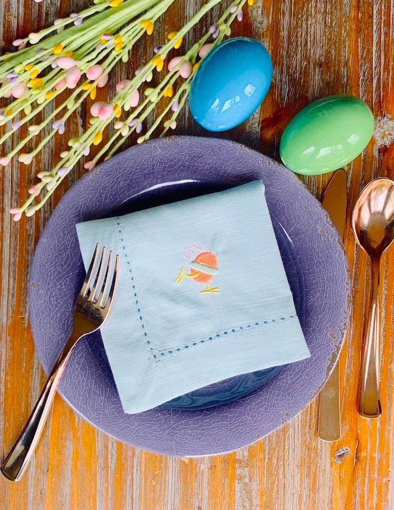 Running Easter Egg Embroidered Cloth Napkins /set of 4/ Funny - Etsy