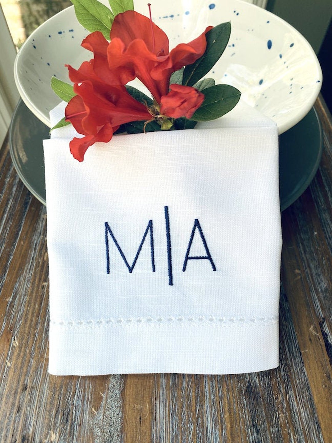 Line 2 Letter Monogrammed Cloth Napkins, Set of 4, Double Letter ...