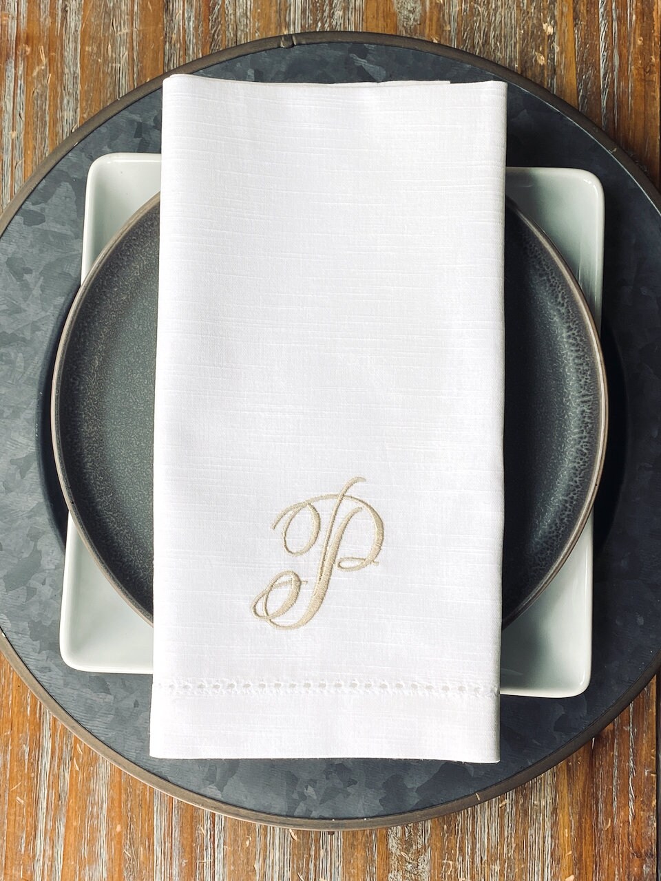 Rachael Monogrammed Napkins Set of 4 Embroidered Cloth | Etsy
