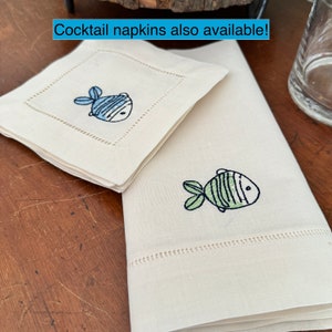 Fish Cloth Napkins, Set of 4, Fish Napkins, Summer Napkins, Beach Cloth ...