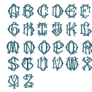 Interlocking 2 Letter Monogrammed Embroidered Cloth Napkins, Set of 4 ...