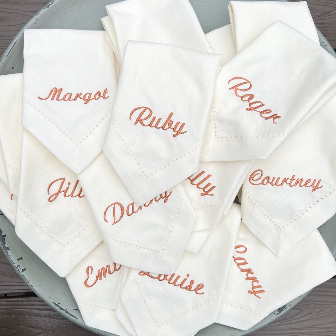 Place Card Name Napkins, Set of 4, Steven Scrip Font, Wedding Party ...