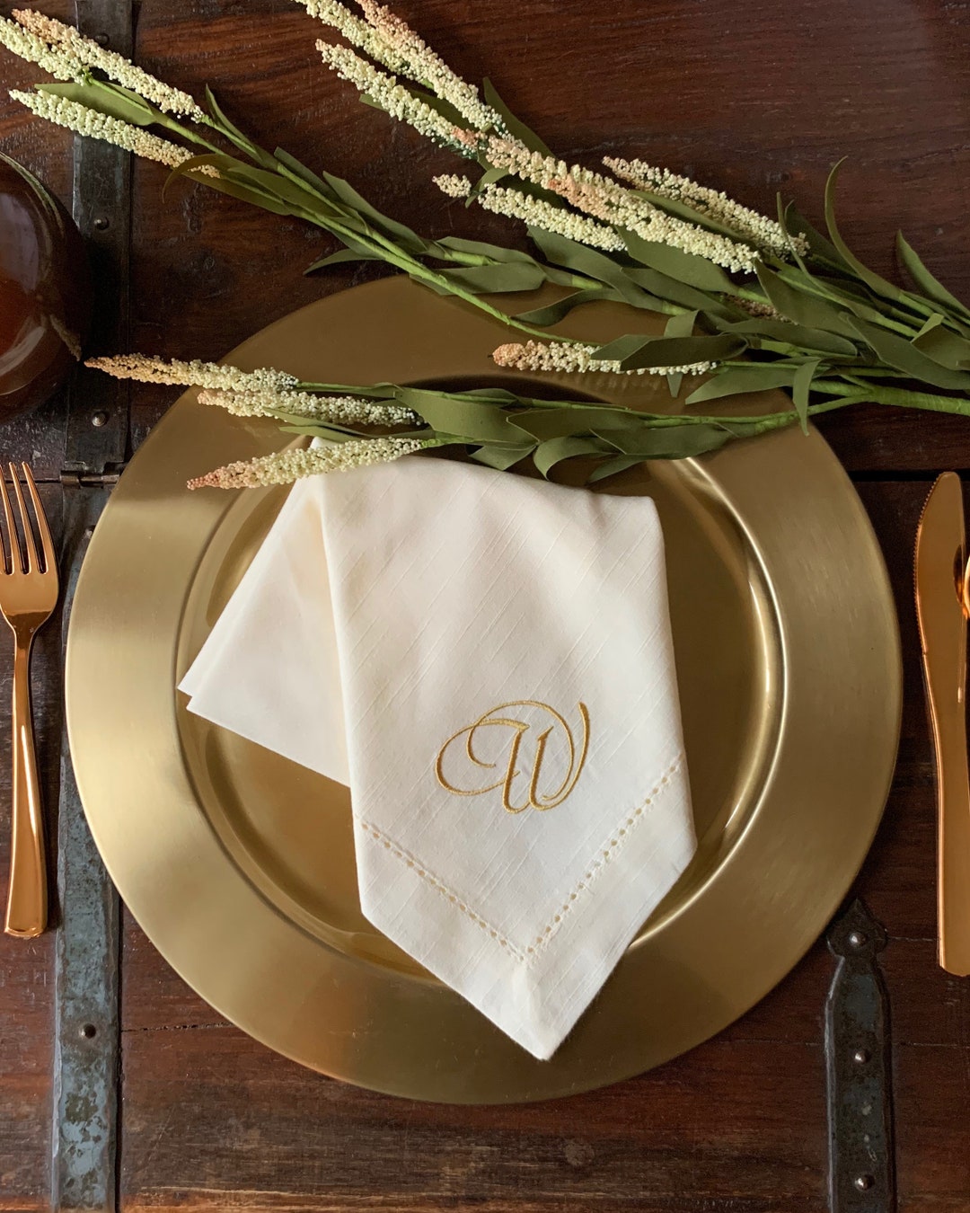 Monogrammed Cloth Napkins, Set of 4, Formal Wedding Embroidered Cloth ...