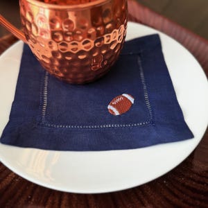 Football Linen Cocktail Napkins, Set of 4, Football Cloth Napkins - Etsy