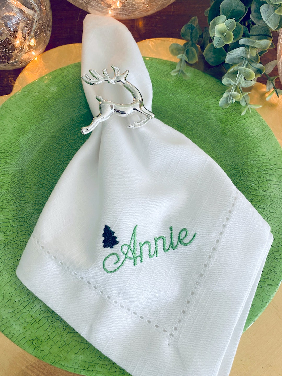 Names Christmas Tree Napkins, Set of 4, Personalized Christmas Napkins ...